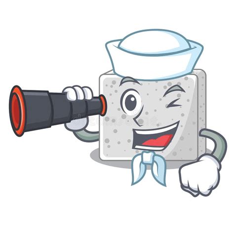 Sailor Feta Cheese Character Cartoon Stock Vector Illustration Of Boater Eating 124022798