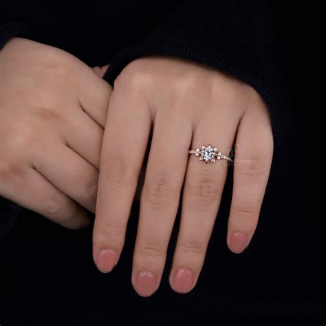 1 Ct Princess Cut Lab Grown Diamond Compass Prong Set Engagement Ring