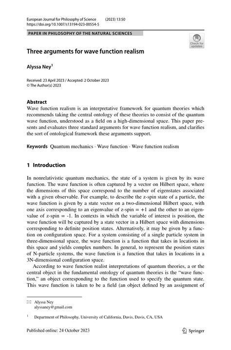 Pdf Three Arguments For Wave Function Realism