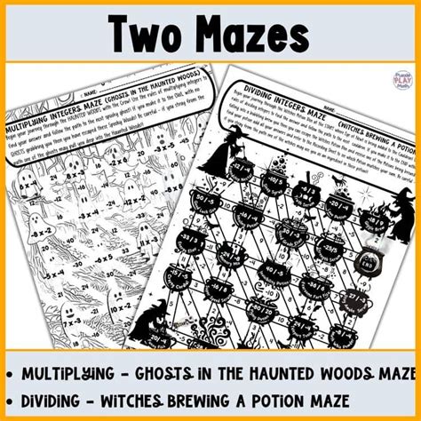 Multiply And Divide Integers Halloween Fall Mazes Fun Worksheet Practice