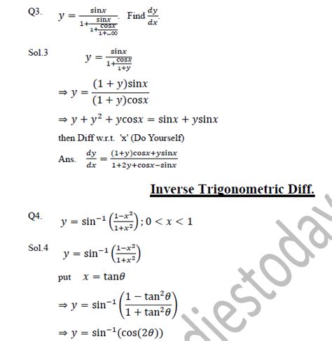 Cbse Class 12 Mathematics Continuity And Differentiability Worksheet Set E