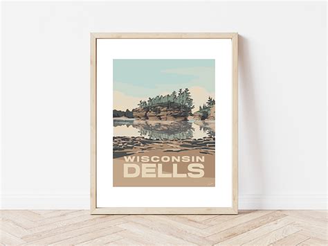 Wisconsin Dells State Park Wisconsin Art Print Vintage Art Deco Modern