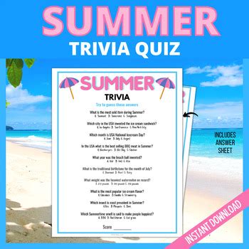 Summer Trivia Questions No Prep Print And Go Answers Included