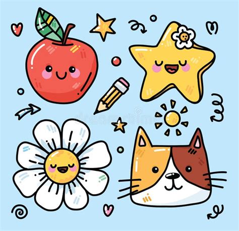 Vector Set With Cute Elements Stock Illustration Illustration Of
