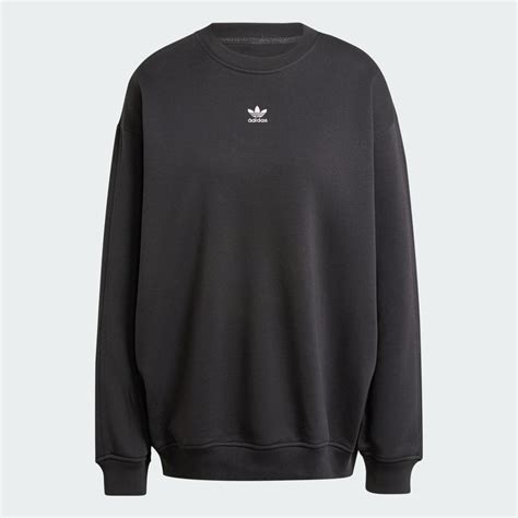 Adidas Essentials Fleece Long Oversized Crew Sweatshirt Black Adidas Uk