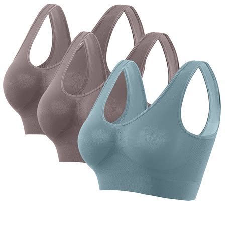 3 Pcs Sport Bra Light Support Seamless Comfort Bras Solid Color Yoga