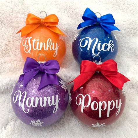 Personalised Christmas Bauble With Box Glitter Christmas Ornament Personalised Bauble Glitter