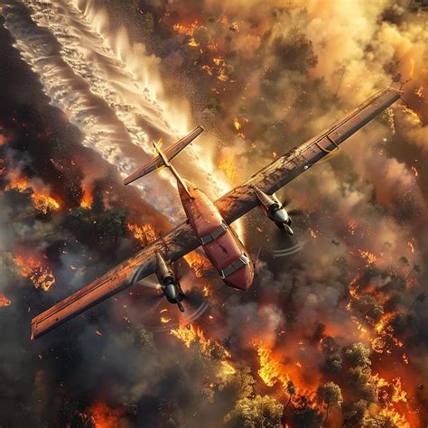 Premium Photo A Plane With A Fire In The Background And A Fire Extinguisher In The Background