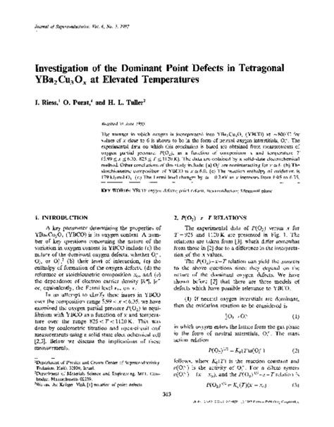 Pdf Investigation Of The Dominant Point Defects In Tetragonal