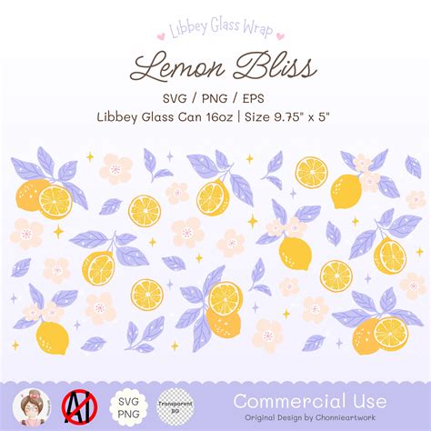 Lemon Glass Can Wrap Citrus Cup Wrap Pastel Lemon Cup Wrap Lemon