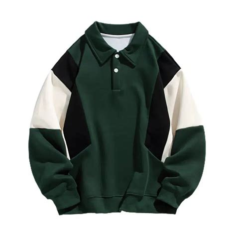 Oversized Color Block Long Sleeve Polo Streetwear Chef