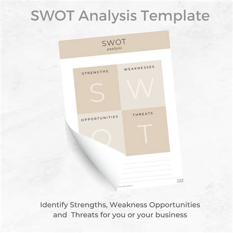 Swot Analysis Template Worksheet Instant Download Business Etsy