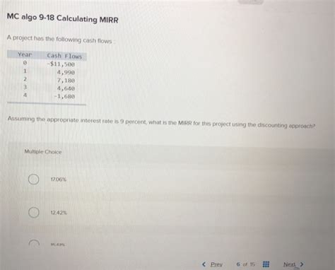 Solved Mc Algo 9 18 Calculating Mirr A Project Has The