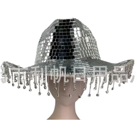 Sombrero De Vaquero De Bola De Discoteca Con Purpurina Gorra De Vaquera