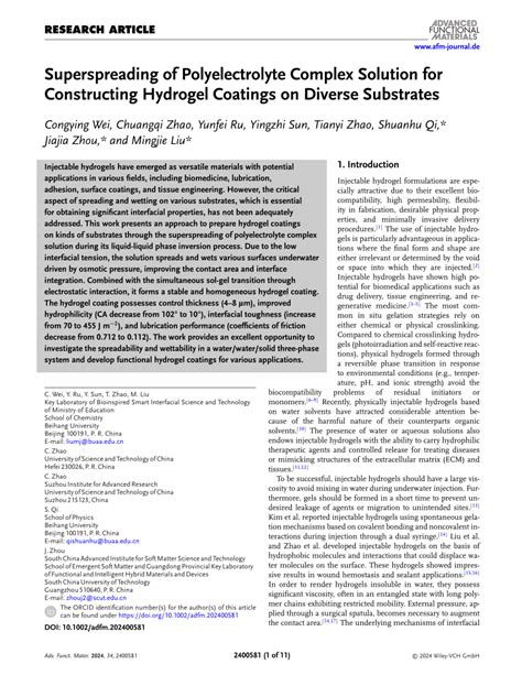 Superspreading Of Polyelectrolyte Complex Solution For Constructing