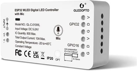 Gledopto Esp32 Wled Led Controller With Mic Microphone Diy Lighting Music Dynamic Modes For