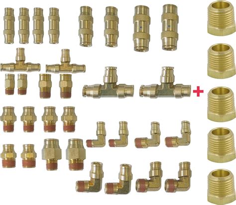 Comprehensive Brass Fitting Kit 34 Piece Dot Push To Connect Air Line Fittings And
