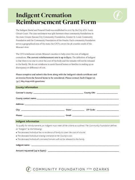 Fillable Online Application For Indigent Cremation This Form Must Be