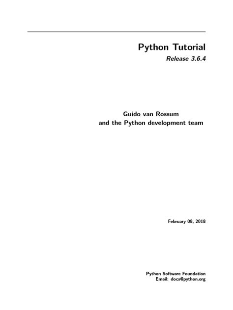 Python Tutorial Guido Van Rossum And The Python Development Team Pdf