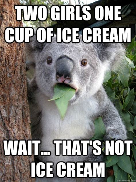 Two Girls One Cup Of Ice Cream Wait Thats Not Ice Cream Koala