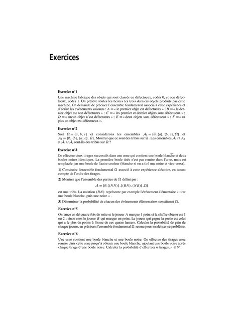 Td N1 Prob Et Stats Td N1 Exercices Exercice N° Une Machine