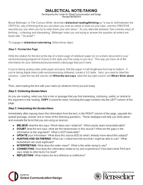 Commd Dialectical Note Taking Study Guide And Techniques Studocu
