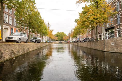 The Netherlands Delft October 2022 Canal Oude Delft In Delft Canal Boat Cruise In Autumn