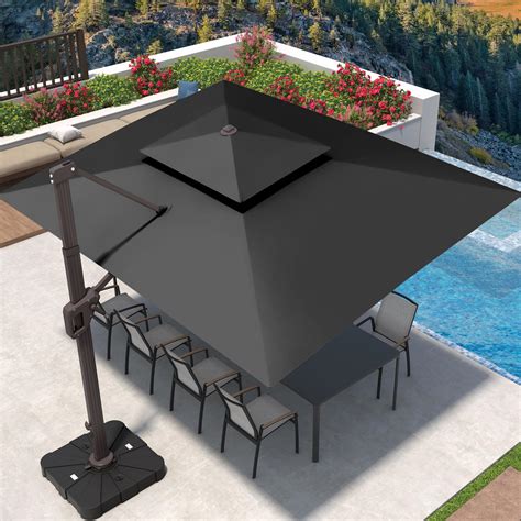 9 X 12 Cantilever Patio Umbrella 360°rotation Rectangular Outdoor