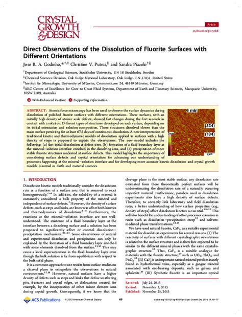 Pdf Direct Observations Of The Dissolution Of Fluorite Surfaces With