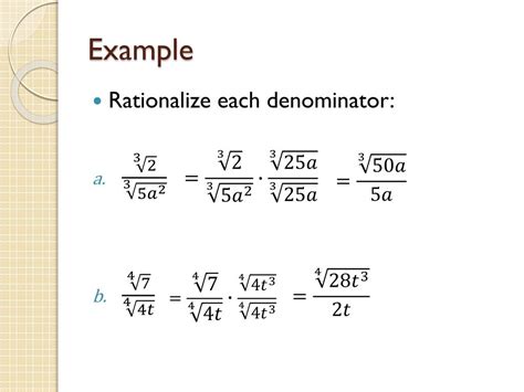 Ppt Rationalizing Denominators And Numerators Of Radical Expressions