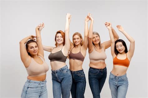 Premium Photo Group Of Attractive Smiling Multiracial Women Wearing