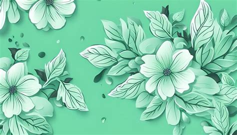 Mint Breeze Floral Handdrawn Background Premium Ai Generated Image