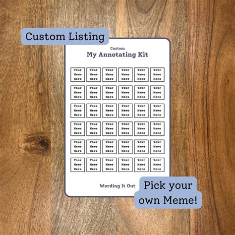 Custom Meme Book Annotation Stickers Sticker Sheet For Annotating