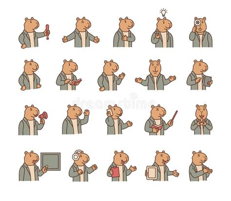 Capybara Guide Character Set Stock Illustration Illustration Of