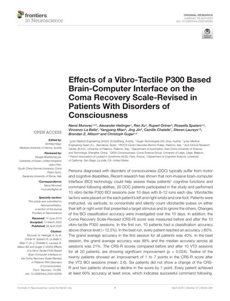 Pdf Effects Of A Vibro Tactile P300 Based Brain Computer Interface On