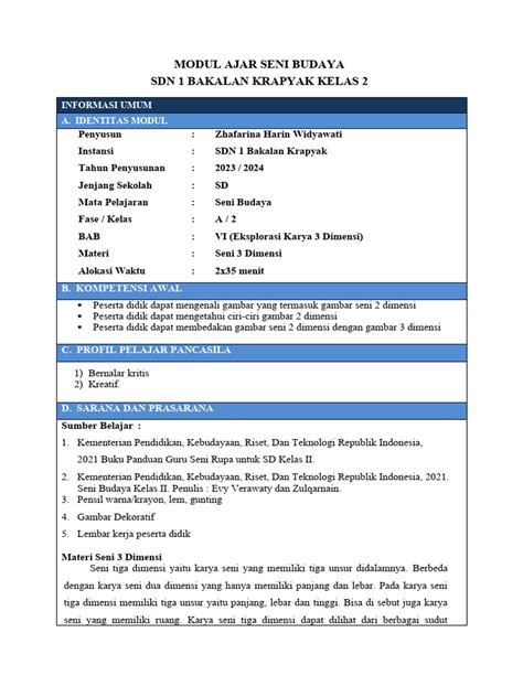 Modul Seni 3d Kls 2 Pdf