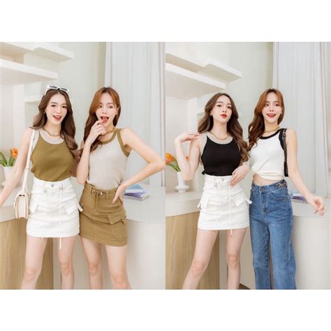 Dewishes Two Tones Tank Top เสื้อกล้ามแขนกุด แต่งขอบสี Dewishes