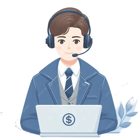 Illustration Of Call Center Cartoon Customer Service Professional Male