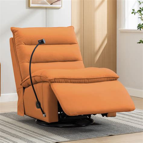 Latitude Run® Faux Leather Recliner Swivel Rocker Recliner Compact