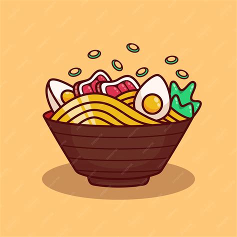 Premium Vector Cute Ramen Noodle Illustration In Flat Design