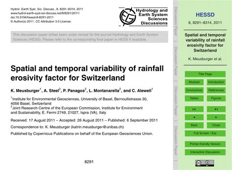 Pdf Spatial And Temporal Variability Of Rainfall Erosivity Factor For