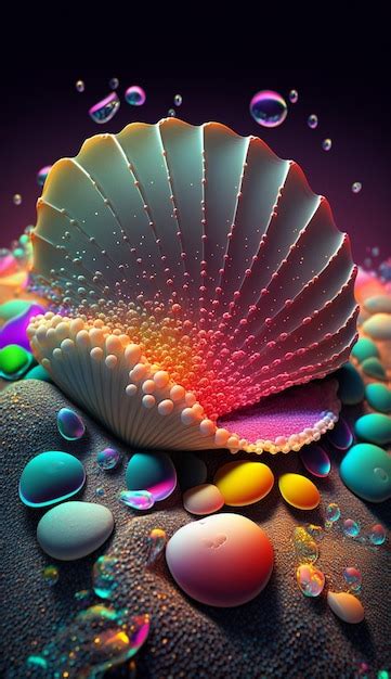 Premium Ai Image A Colorful Shell With A Rainbow Pattern