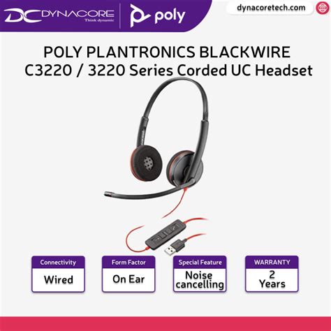 Poly Plantronics Blackwire C3220 3220 Series Corded Uc Headset