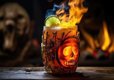 Premium Ai Image A Zombie Cocktail Served In A Tall Tiki Glass