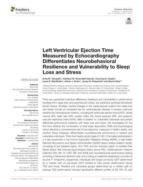 Pdf Left Ventricular Ejection Time Measured By Echocardiography