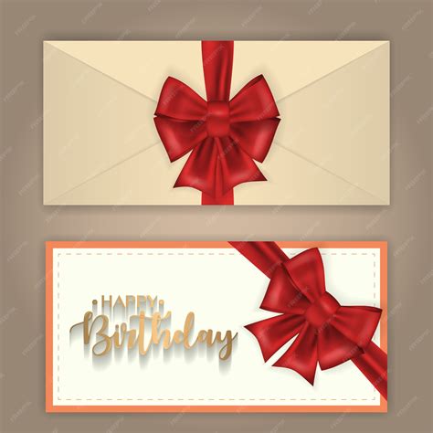 Premium Vector Birthday Greeting Envelope Decorated With Bow