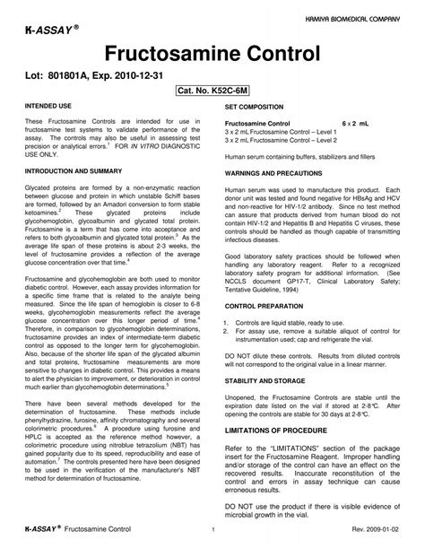 Fructosamine Control Lab Mark
