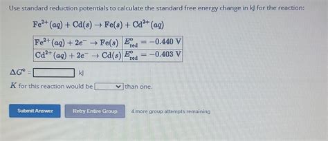 Solved Use Standard Reduction Potentials To Calculate The