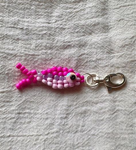 Beaded Fish Keychain Etsy In 2025 Beaded Jewelry Tutorials Cute