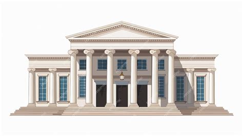 Classical Style Facade With Columns Vector Illustration Premium Ai